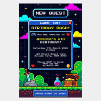 Pixel Game Birthday Invitation | Video Game Party